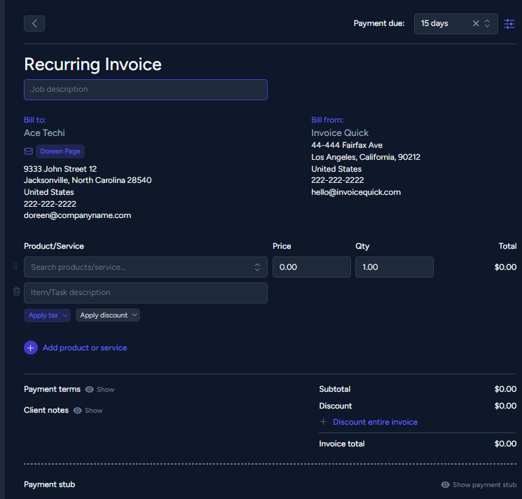 How to create recurring invoice profiles?